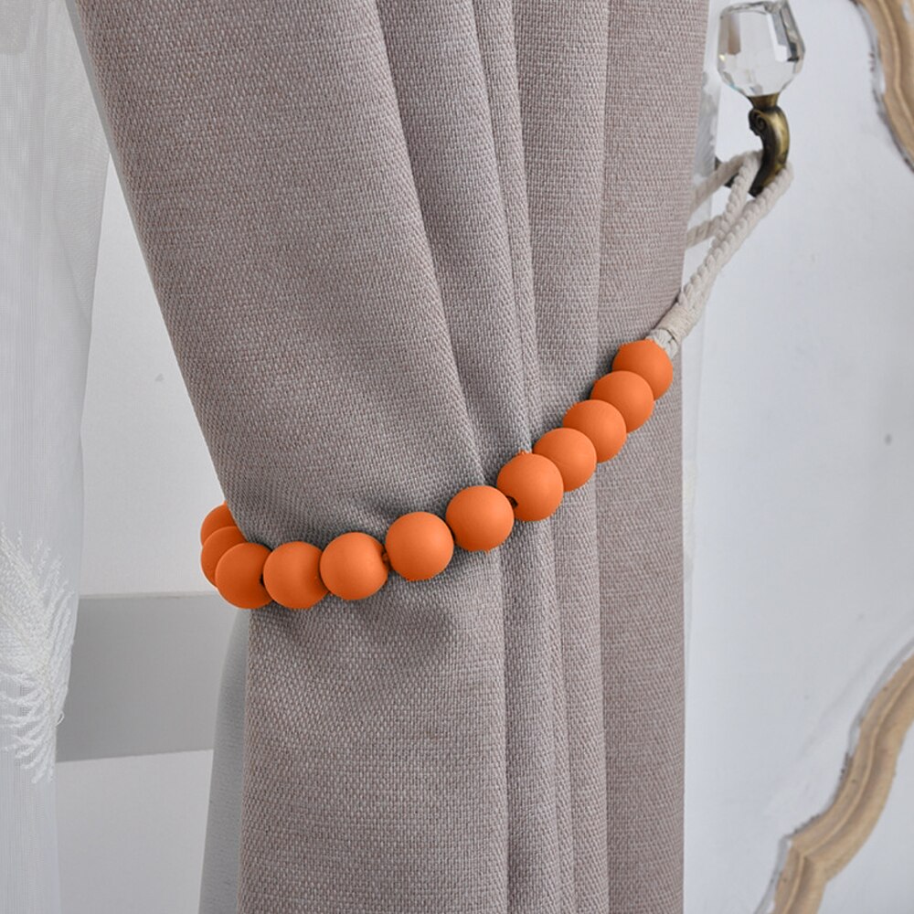 Set 2 snururi de prindere pentru perdea, JeiibrZui, Lemn, Alb ...