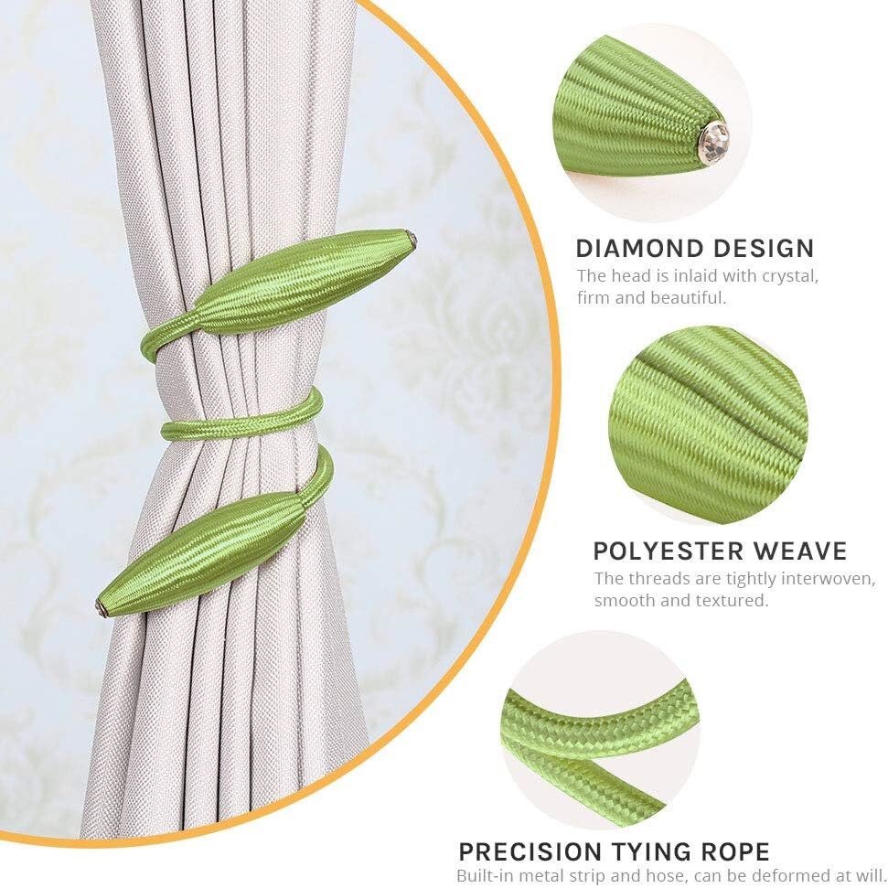 Set 2 snururi de prindere pentru perdea, JeiibrZui, Poliester, Verde ...