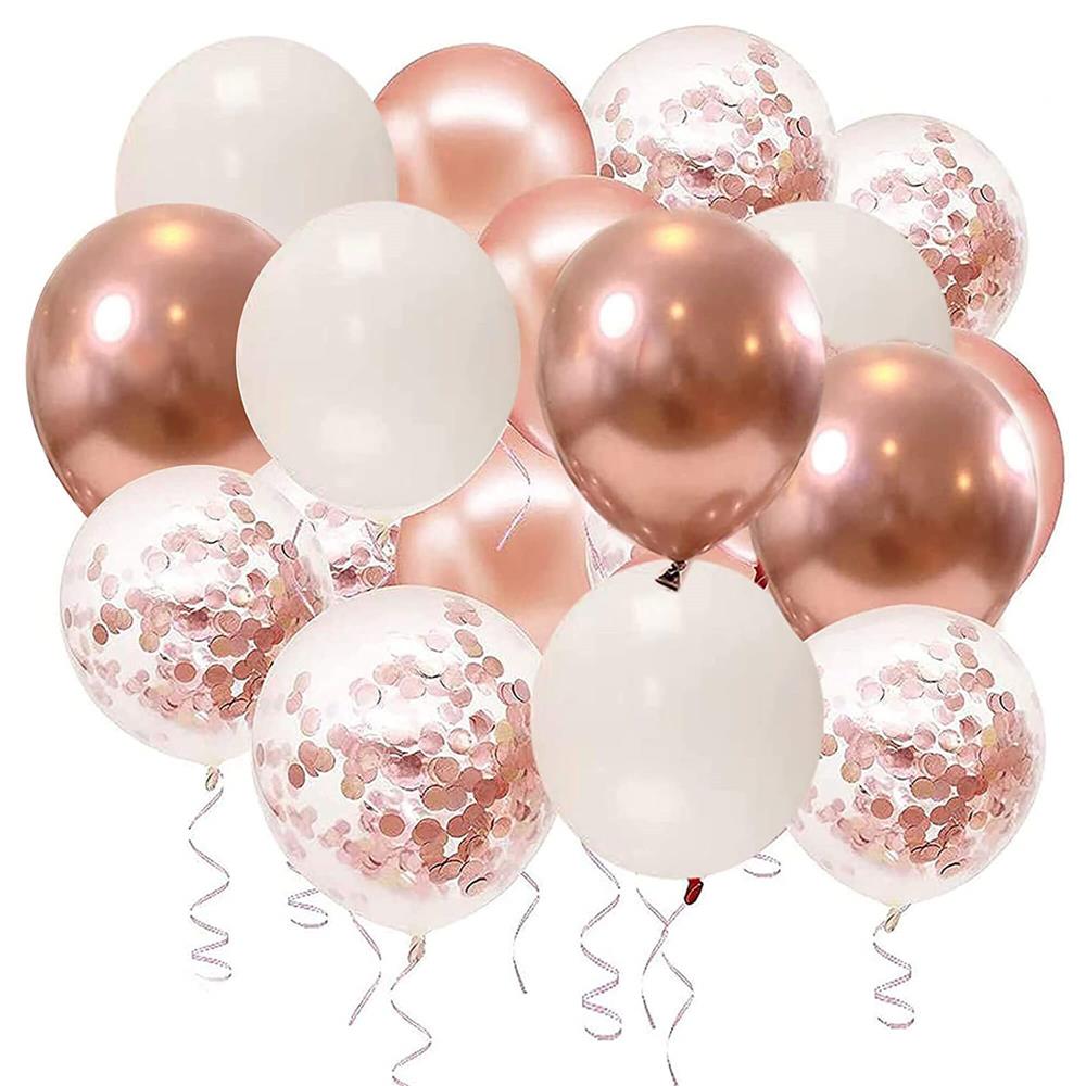 Set 53 baloane si decoratiuni Aniversare Majorat 18 Ani, rose auriu ...