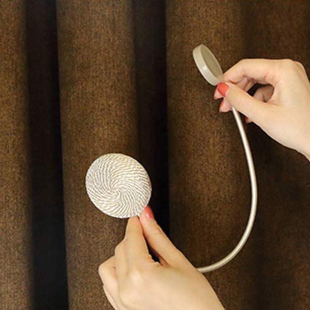 Set 2 snururi de prindere pentru perdea, JeiibrZui, Poliester, Crem ...