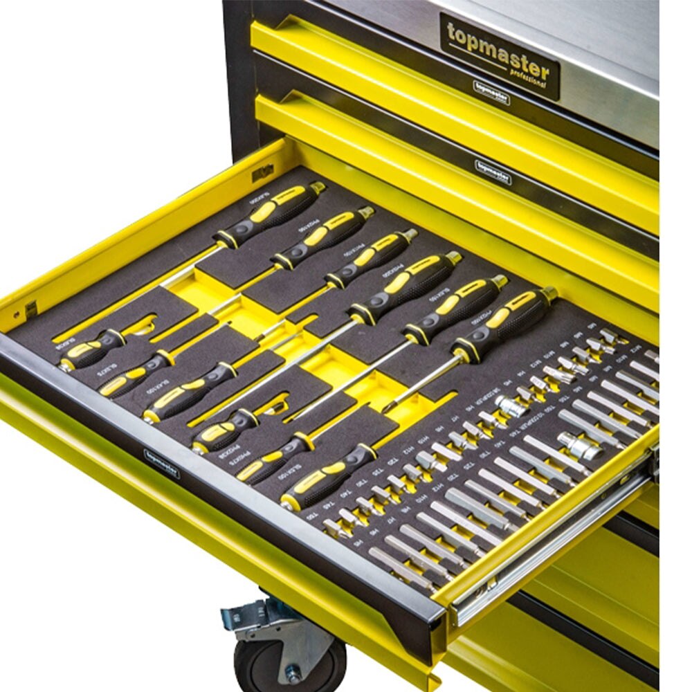 Шкаф за инструменти TOPMASTER, оборудван, 7 чекмеджета, 182 бр - eMAG.bg