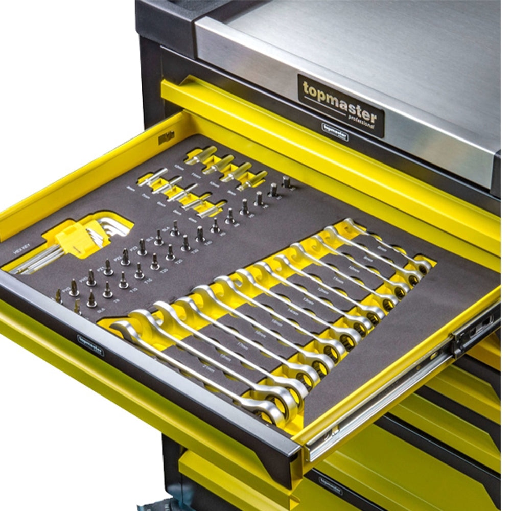 Шкаф за инструменти TOPMASTER, оборудван, 7 чекмеджета, 182 бр - eMAG.bg