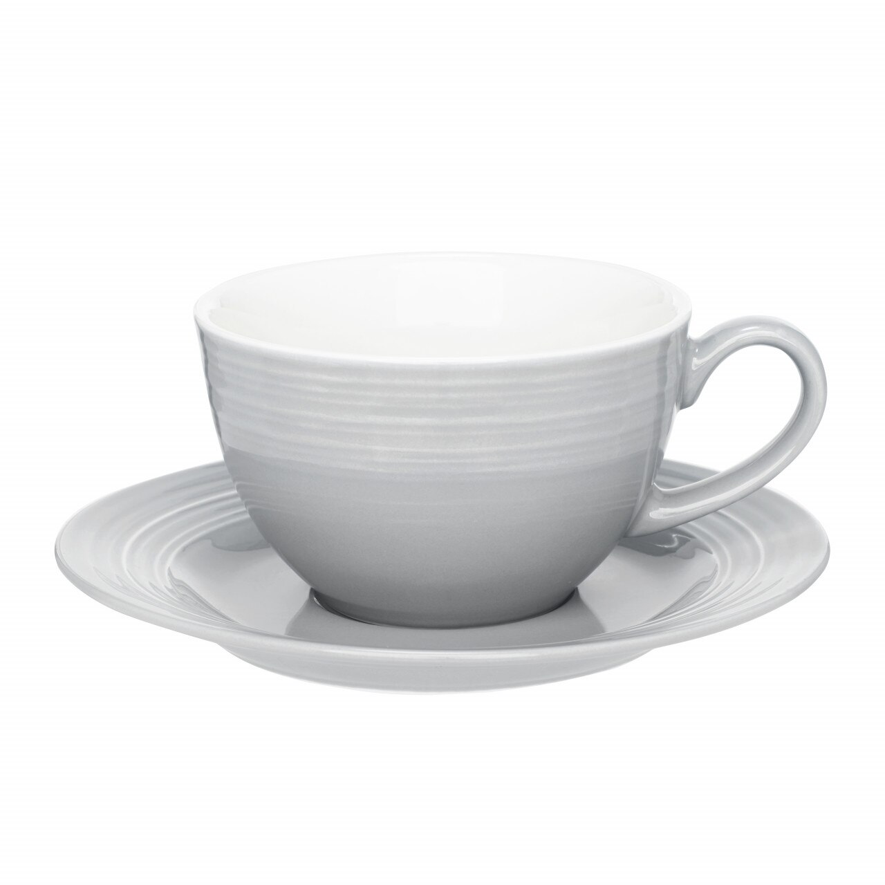 Set servire ceai sau cafea, 12 piese, 6 persoane, portelan gri ...