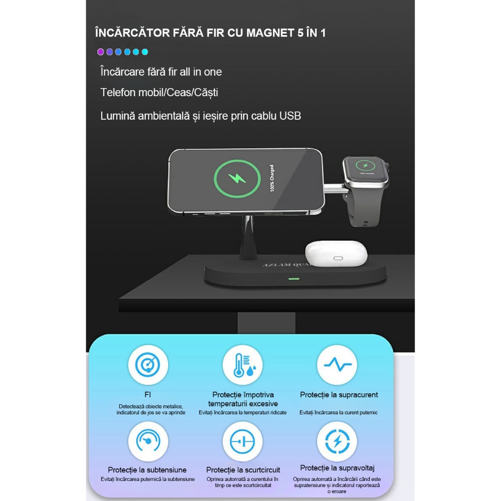 Statie de incarcare Wireless, Compatibilitate Universala, Design modern ...