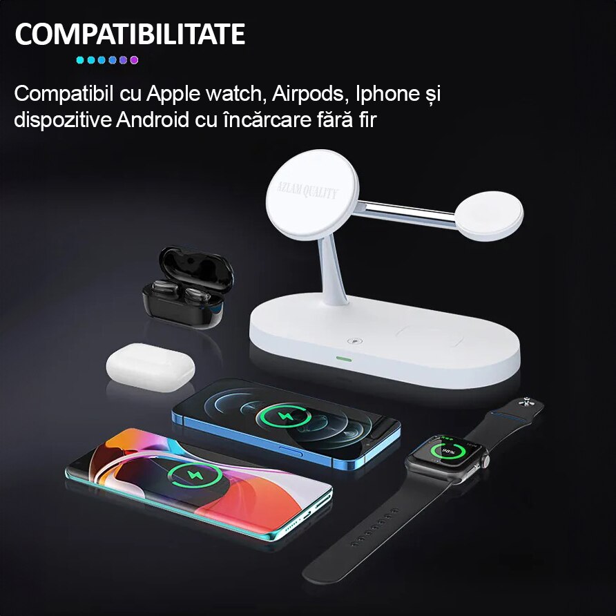 Statie de incarcare Wireless, Compatibilitate Universala, Design modern ...