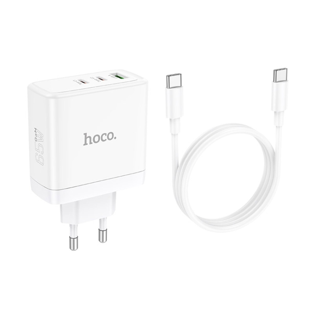 Incarcator pentru Priza GaN, Fast Charging, USB, 2x Type-C, 65W + Cablu ...