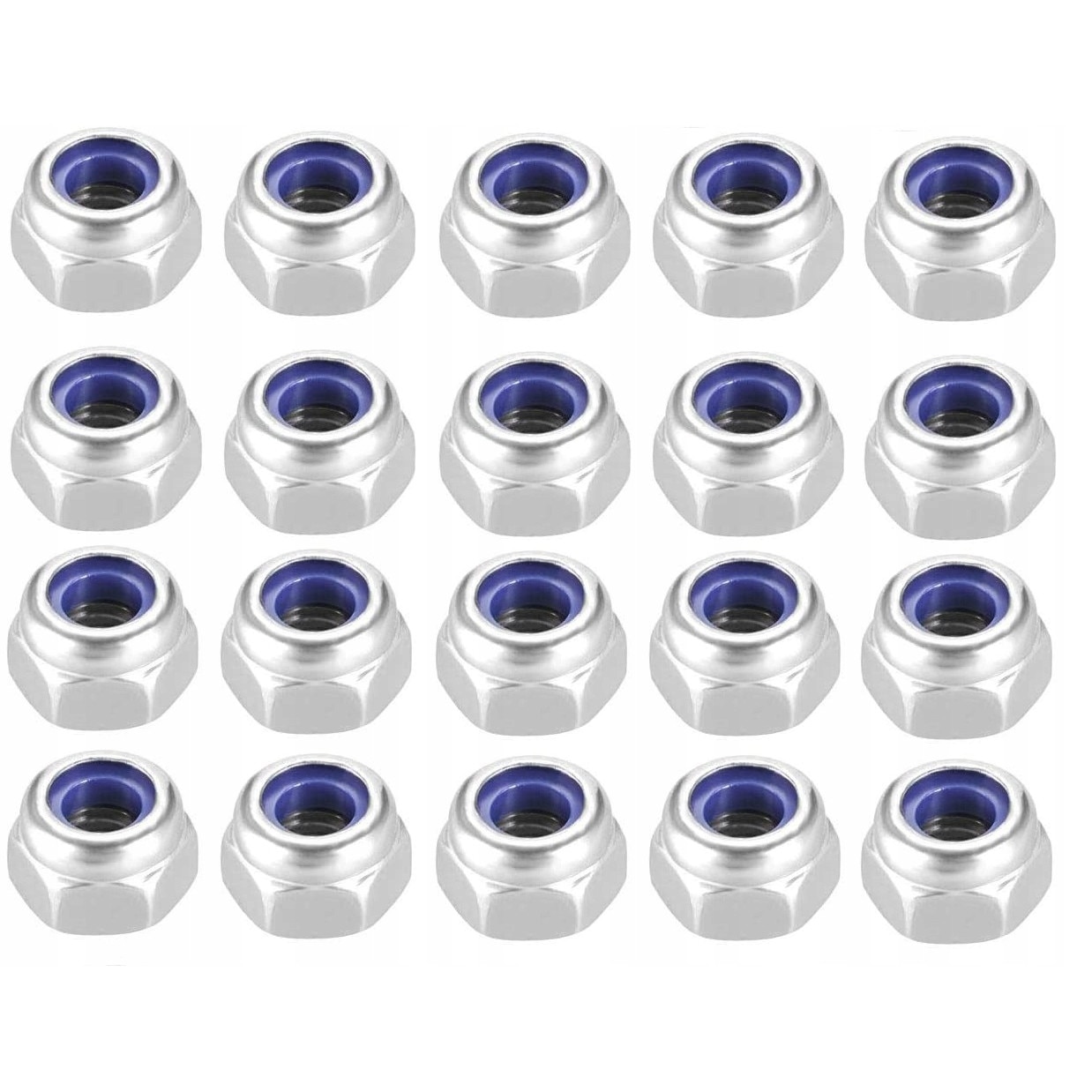 Set 20 piulite de blocare cu garnitura, Inox, M10, Argintiu - eMAG.ro