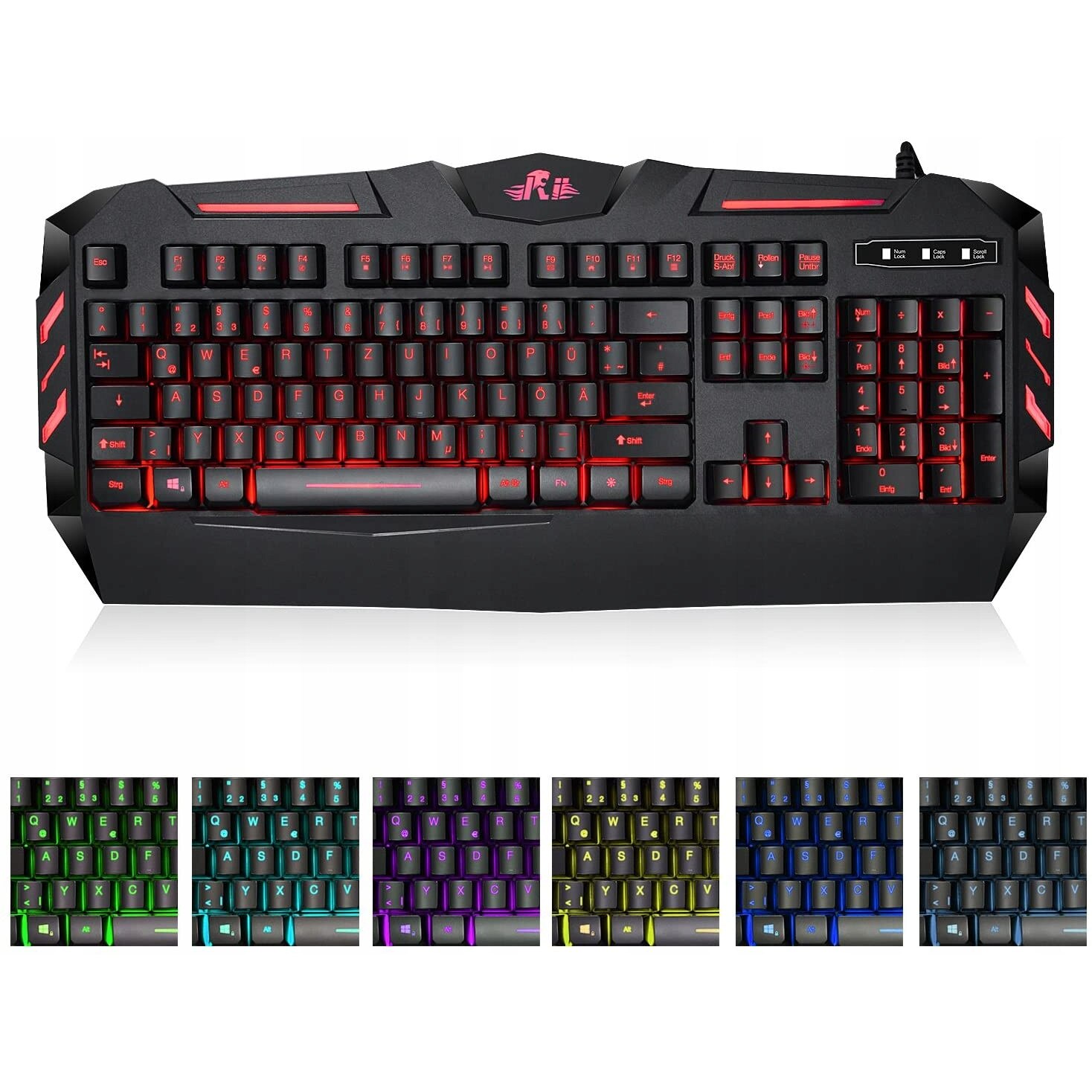 Tastatura LED, Rii, ABS, 7 culori, 150 cm, Negru - eMAG.ro