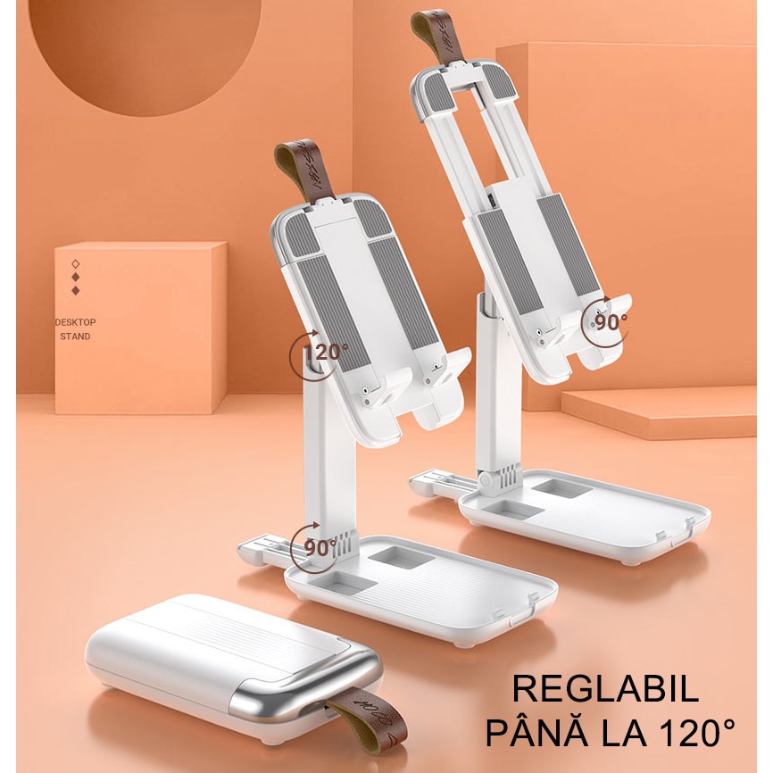 Suport telefon, tableta birou Hoco S28, stand universal pliabil, negru ...