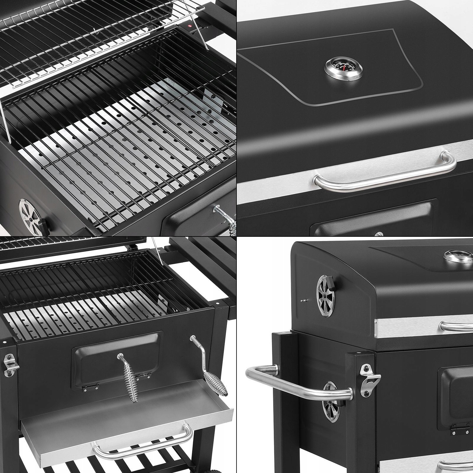 Gratar cu carbune de gradina cu capac, Negru - eMAG.ro