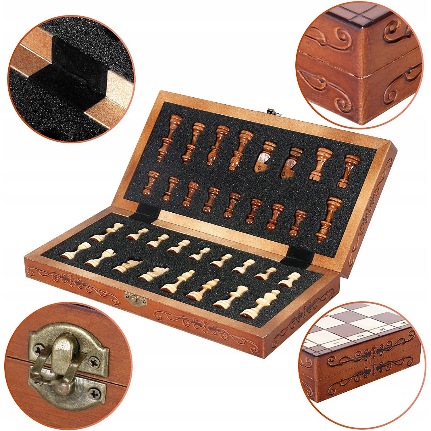 Tabla de sah traditionala, Lemn, 30x30cm - eMAG.ro