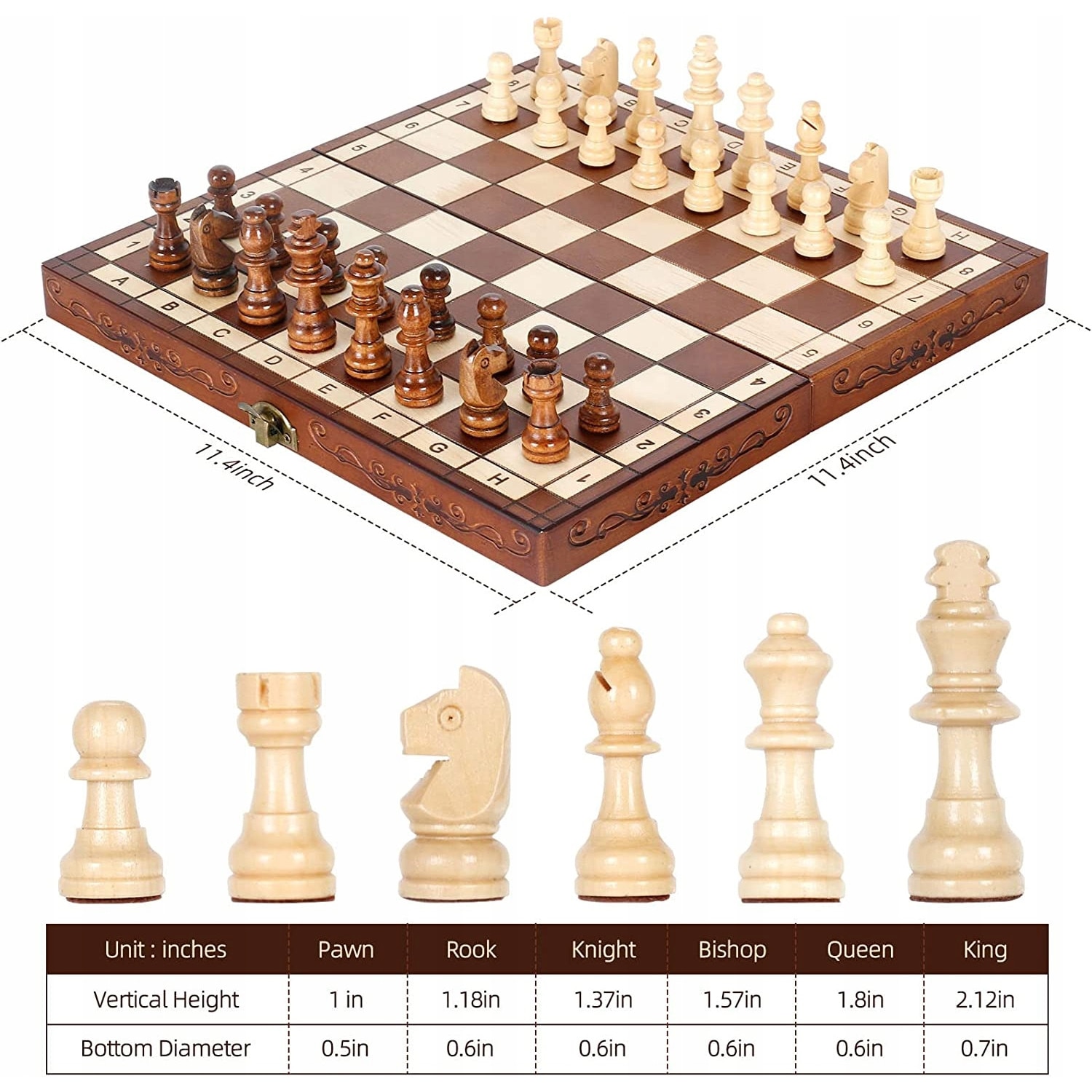 Tabla de sah traditionala, Lemn, 30x30cm - eMAG.ro