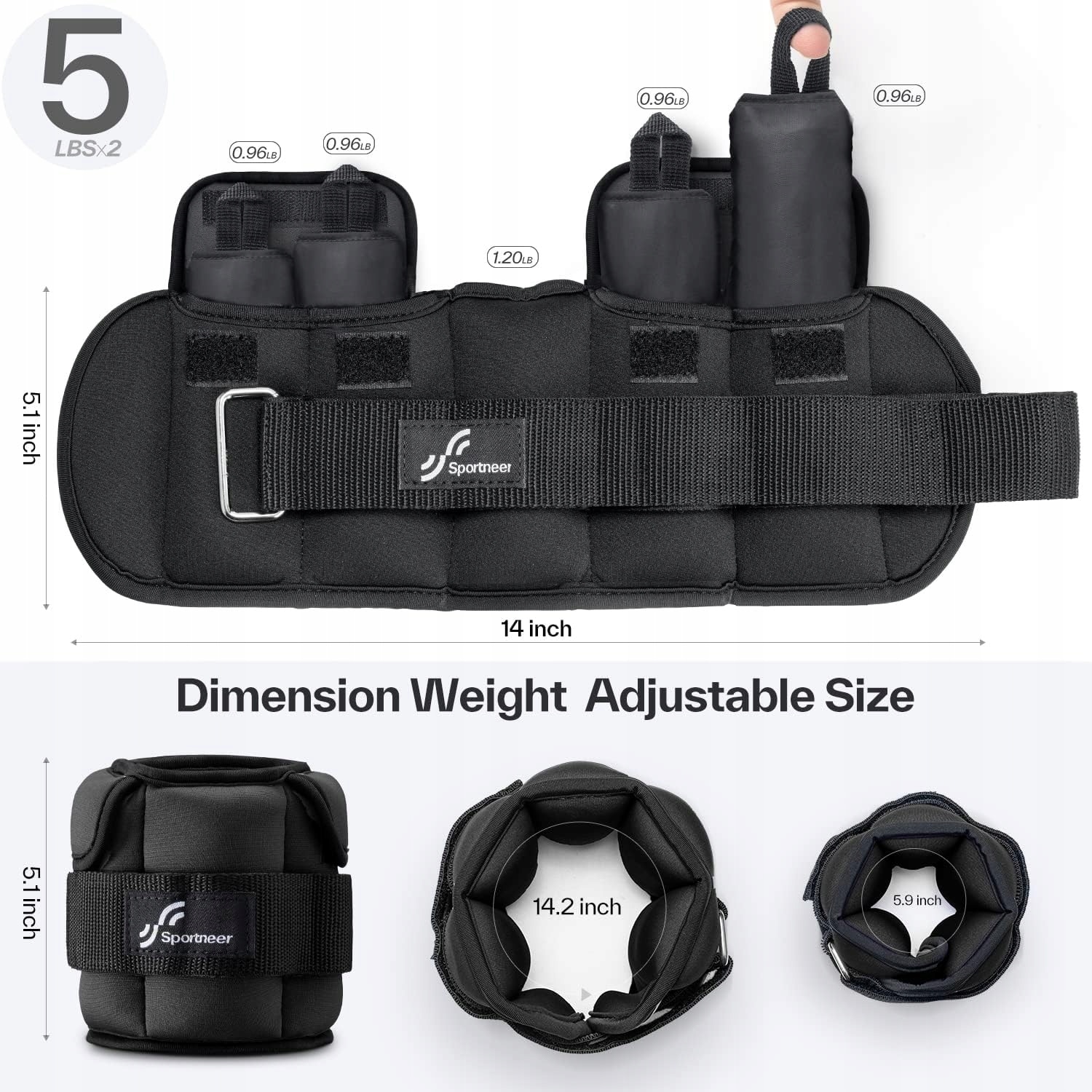 Set 2 greutati reglabile pentru incheieturi/Glezne, Sportneer, 1 kg ...