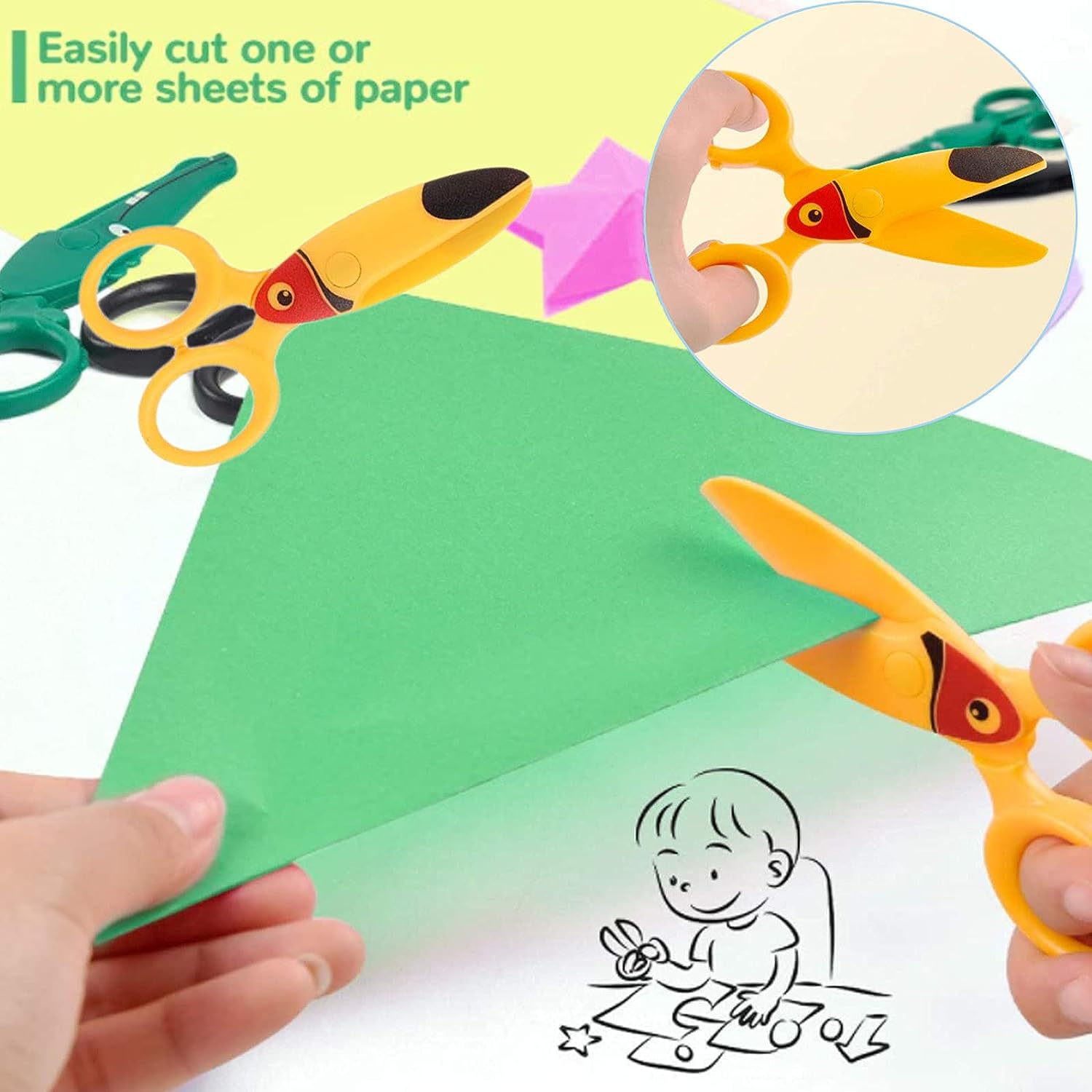 Set 2 foarfece pentru copii, Cafuneplus®, plastic, cu pentru cei mici ...