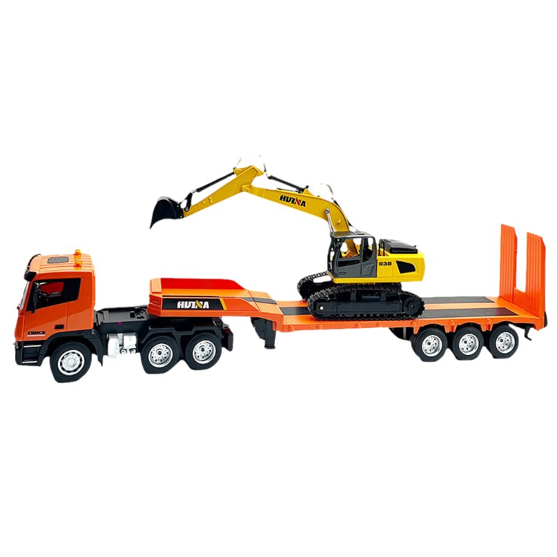 Camion cu telecomanda Huina 1319 trailer si excavator scara 1:24 - eMAG.ro