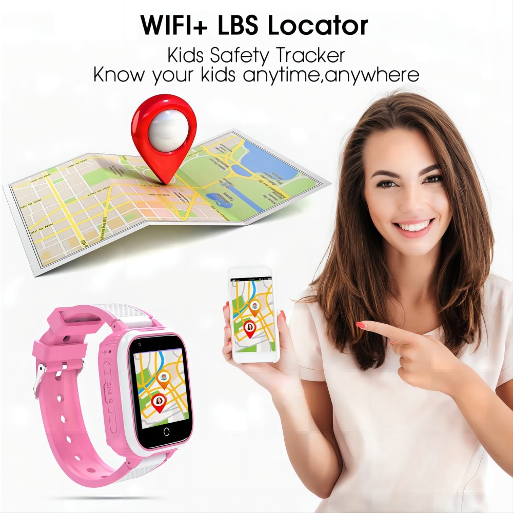 Ceas smartwatch copii 4G, Olivfant™ DH9S, cu localizare WIFI, buton SOS ...