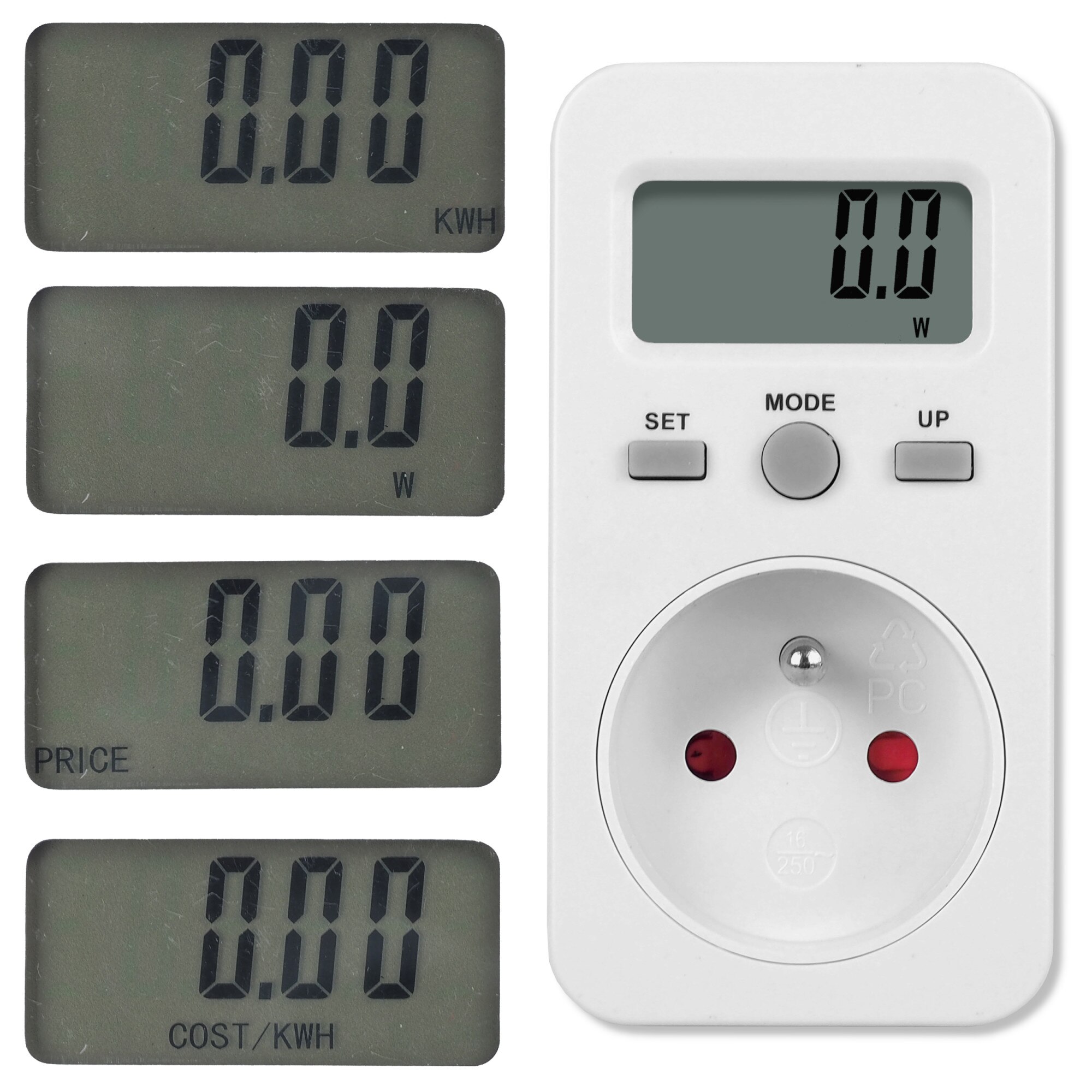 Priza cu Contor Afisaj Digital de Energie, Lexton,16A / 3680W, 230V ...