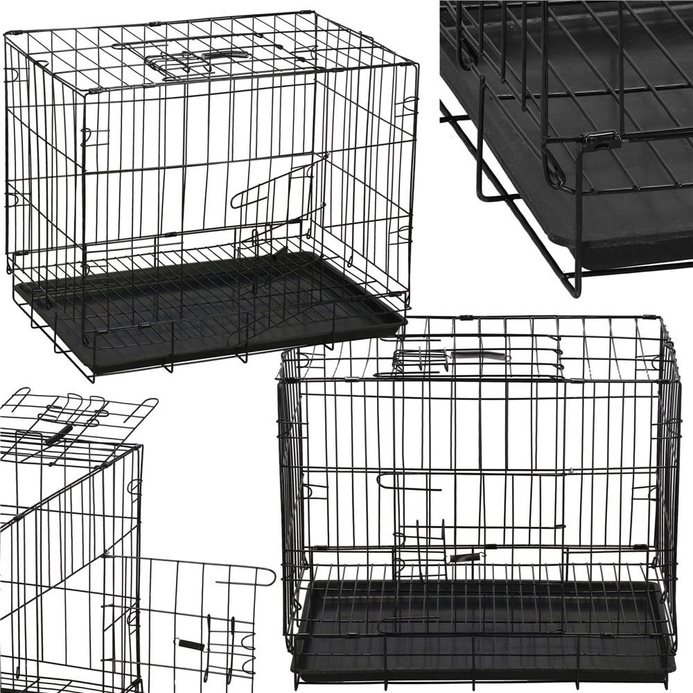 Cusca pentru animale, 2 usi, Pliabila din metal, M, Negru, 50x42x34 cm ...
