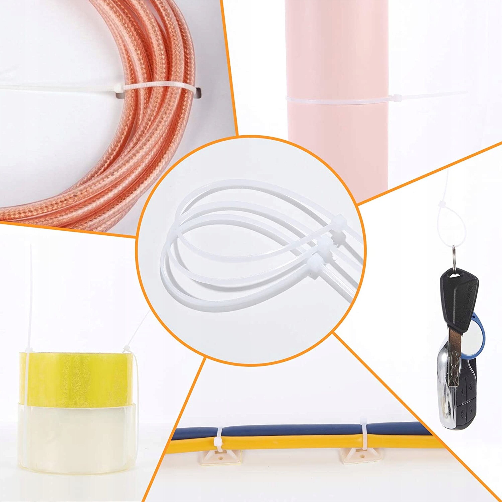 Cleme pentru cabluri, 60buc, 100/150/200, Alb - eMAG.ro