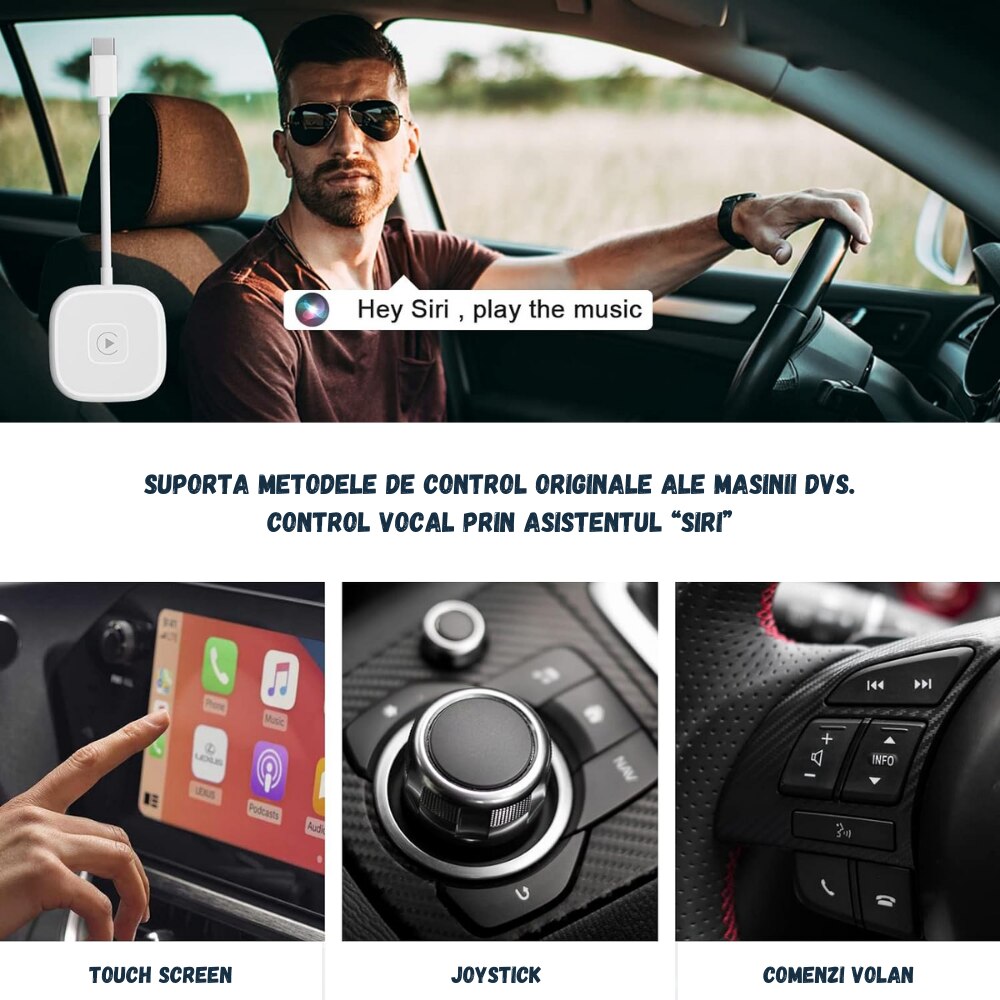 Evolve-x® Wireless Car Carplay модул за автомобили с фабричен кабел ...