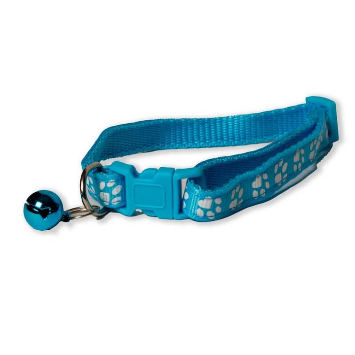 Zgarda Paws pentru pisici, Sarsaila, bleu, 17-33 cm - eMAG.ro
