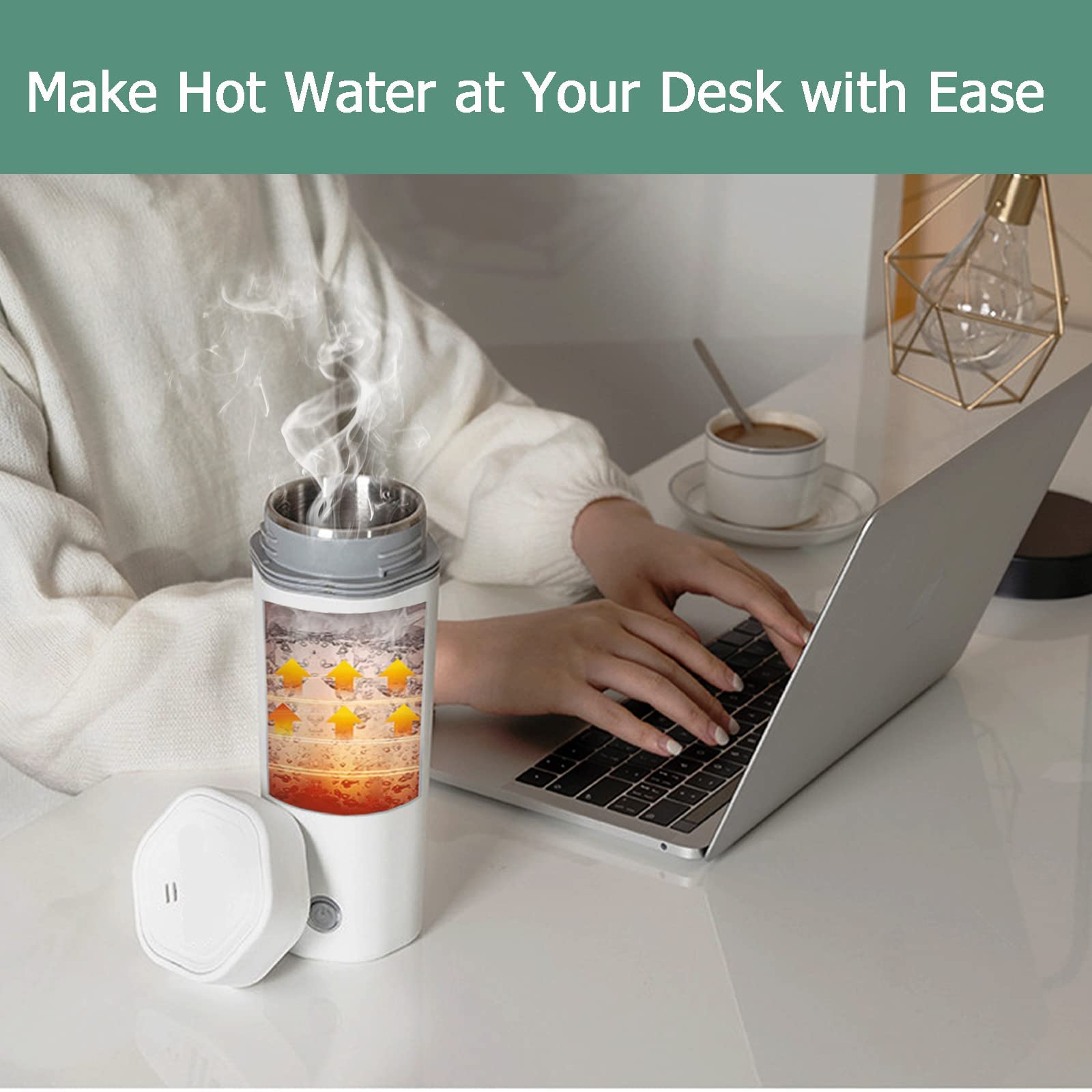 Електрическа чаша WALALLA, Преносима, Неръждаема стомана, 400 мл, 300 W ...