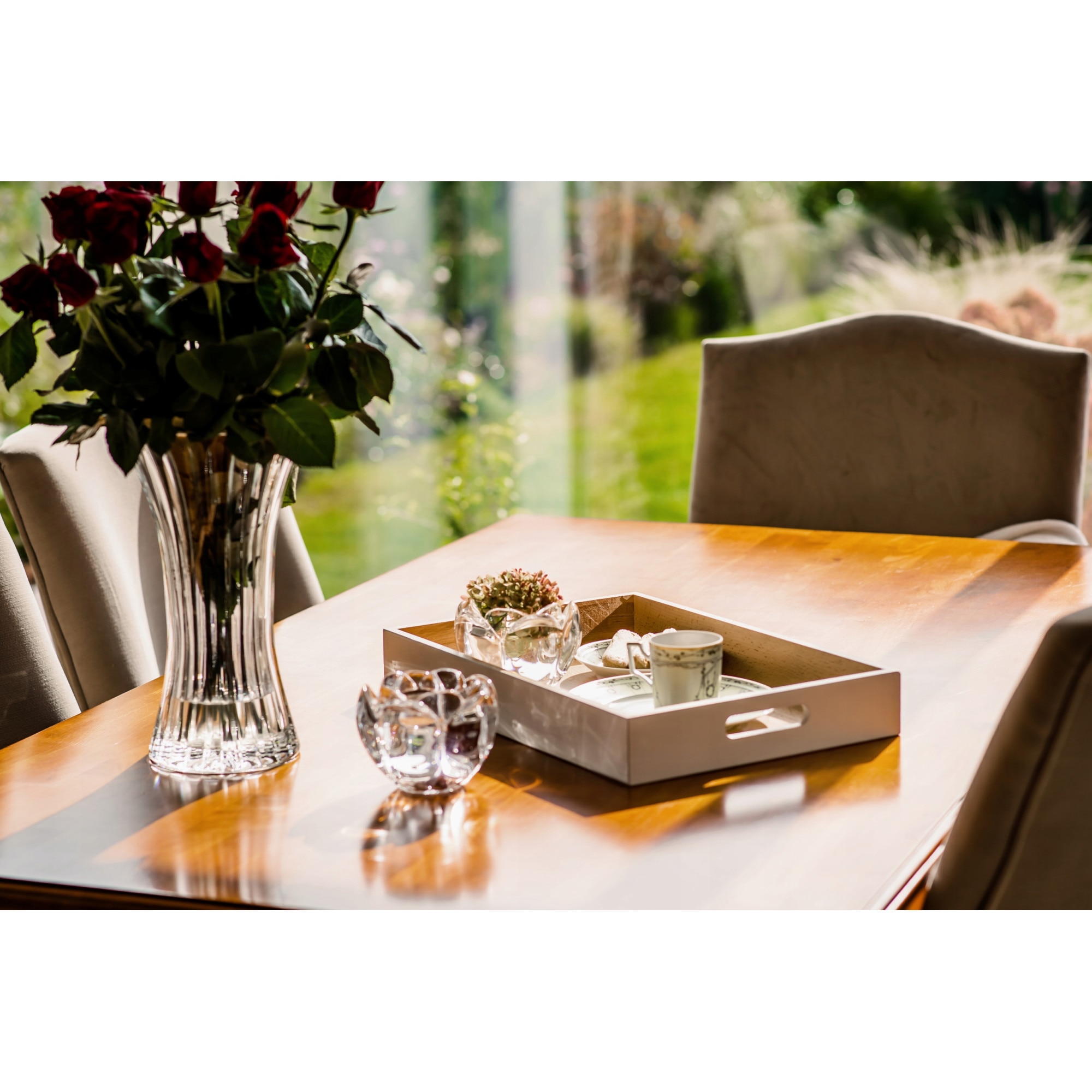 Tava decorativa servire, Lemn, Alb/Maro - eMAG.ro