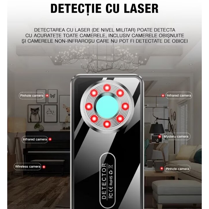 Detector articole spionaj, Profesional, Negru - eMAG.ro