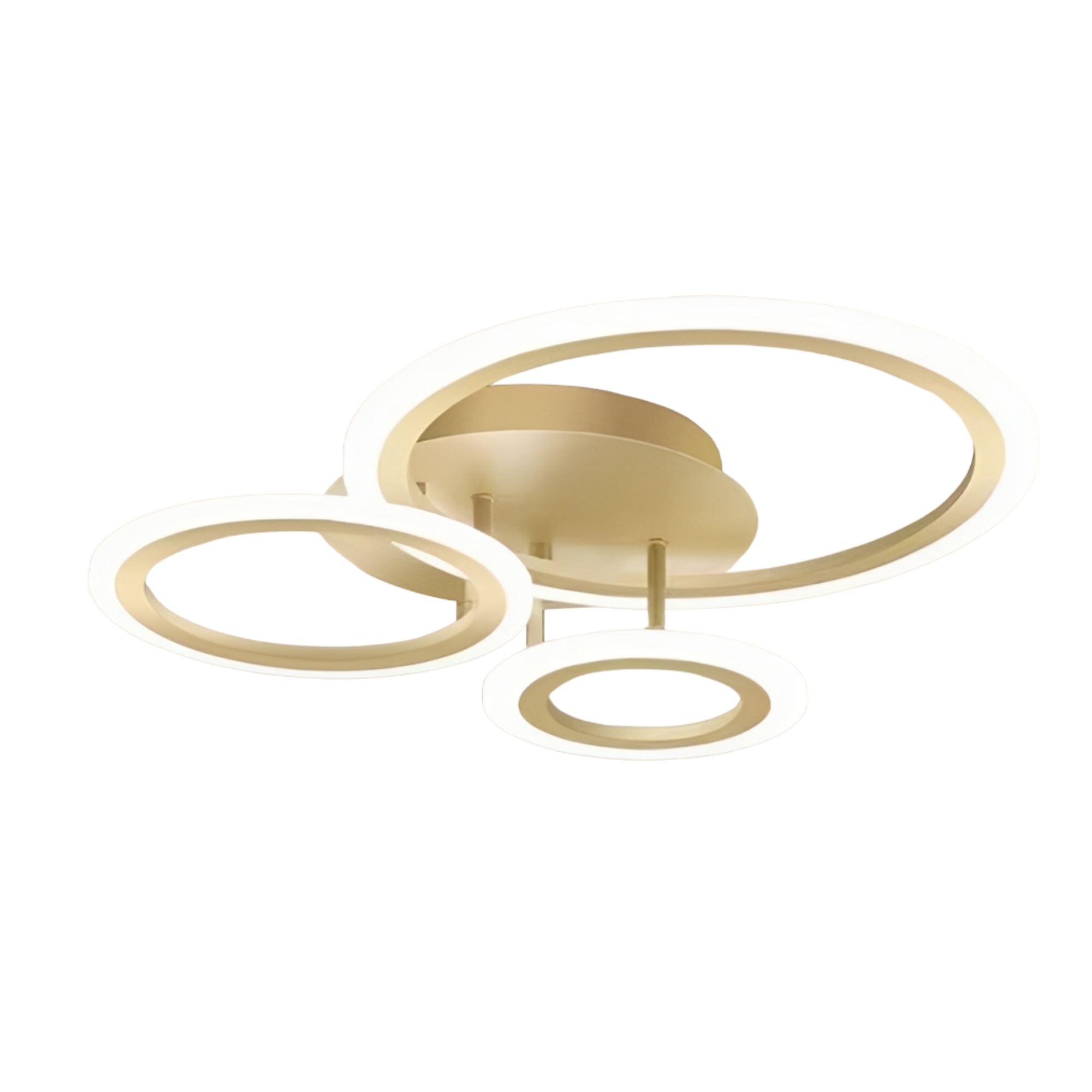 Lustra LED 76W Gold 3 Cercuri cu Telecomanda wifi 2.4G lumina rece ...