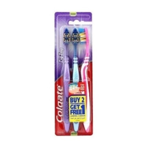 Комплект 3 четки за зъби, Colgate, ZigZag, средна, Multicolor - eMAG.bg