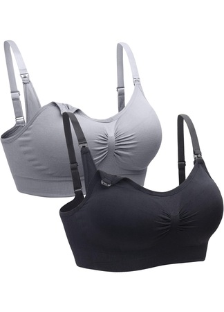 Set 2 Sutiene pentru alaptare, Cozevdnt, Poliester, Negru/Gri, XL - eMAG.ro