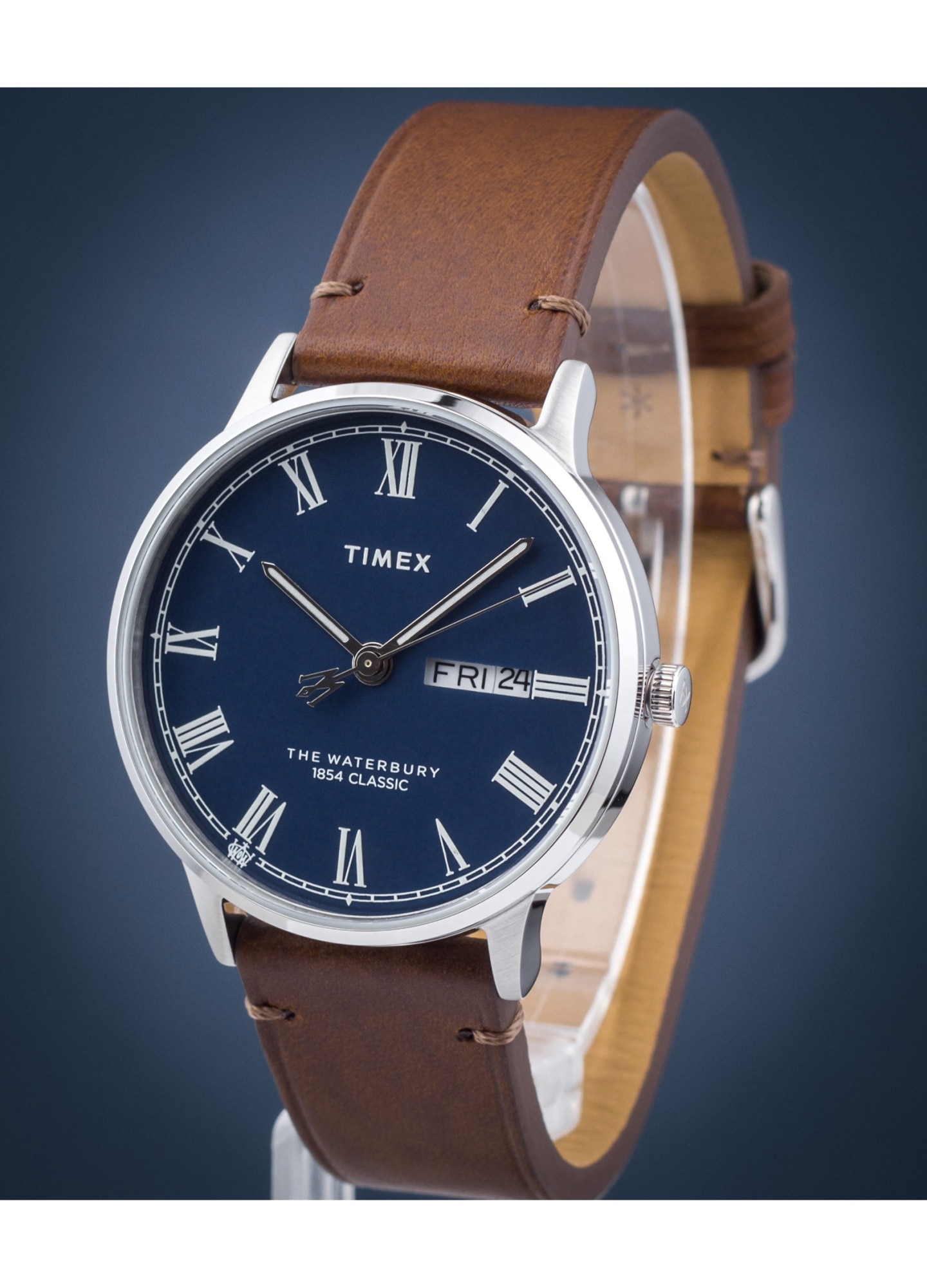 Ceas barbati, Timex, Piele/Inox, 5 ATM, Maro/Argintiu - eMAG.ro