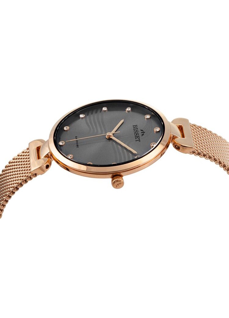 Ceas dama, Bisset, Inox, Quartz, Auriu/Roz - eMAG.ro