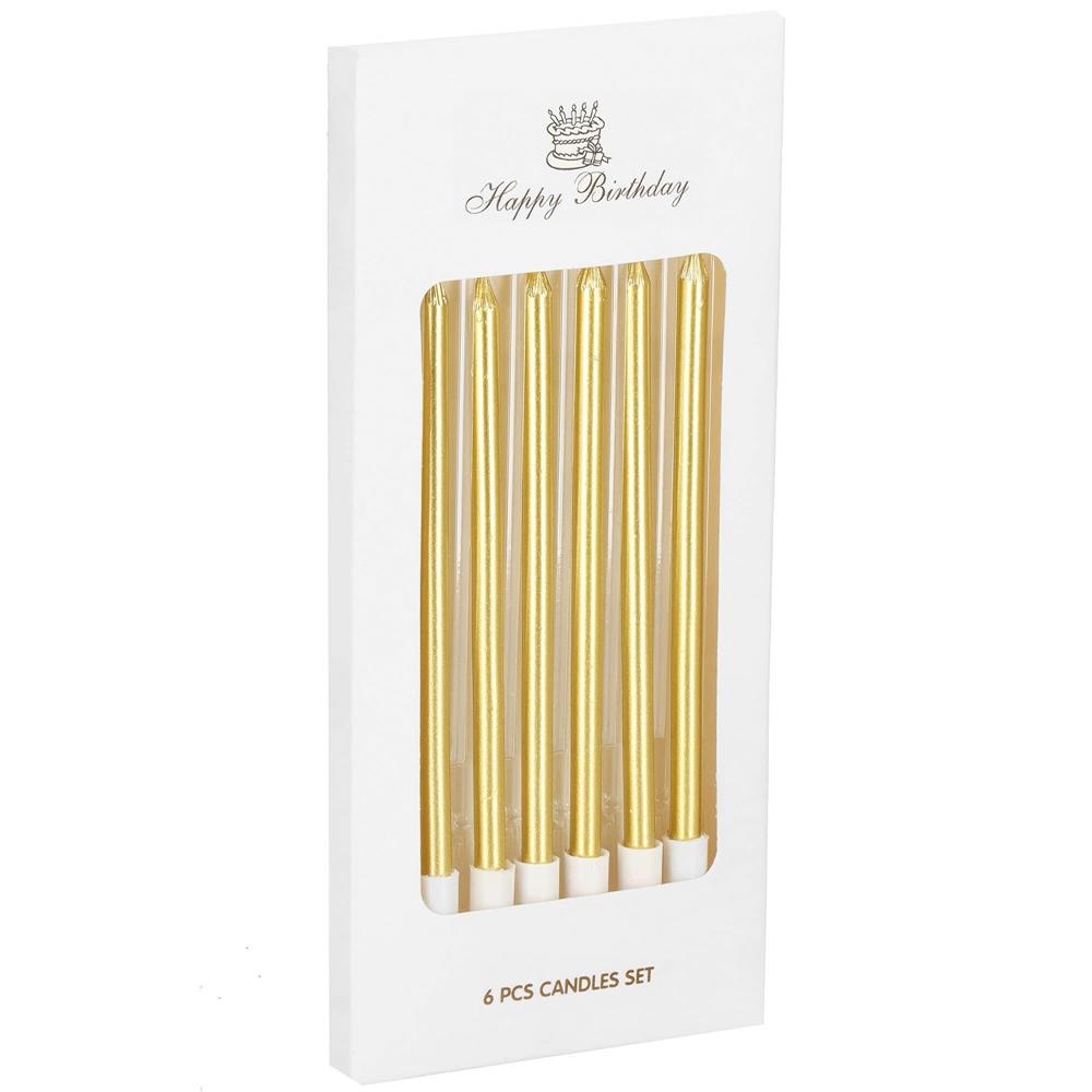 Set 6 lumanari pentru tort, drepte, auriu, 9 cm - eMAG.ro