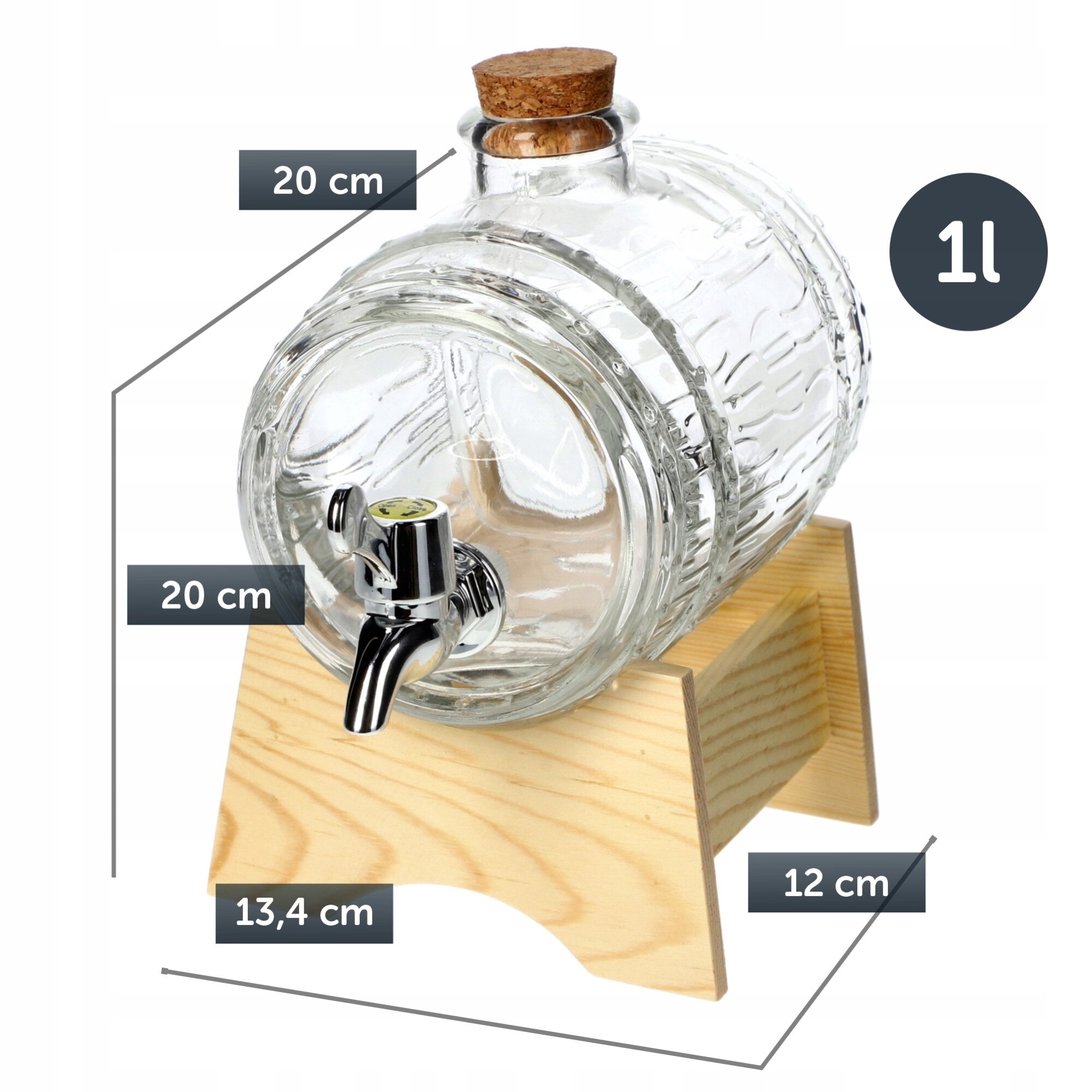 Butoi cu robinet, Kadax, Sticla, 1L, Transparent/ Bej - eMAG.ro