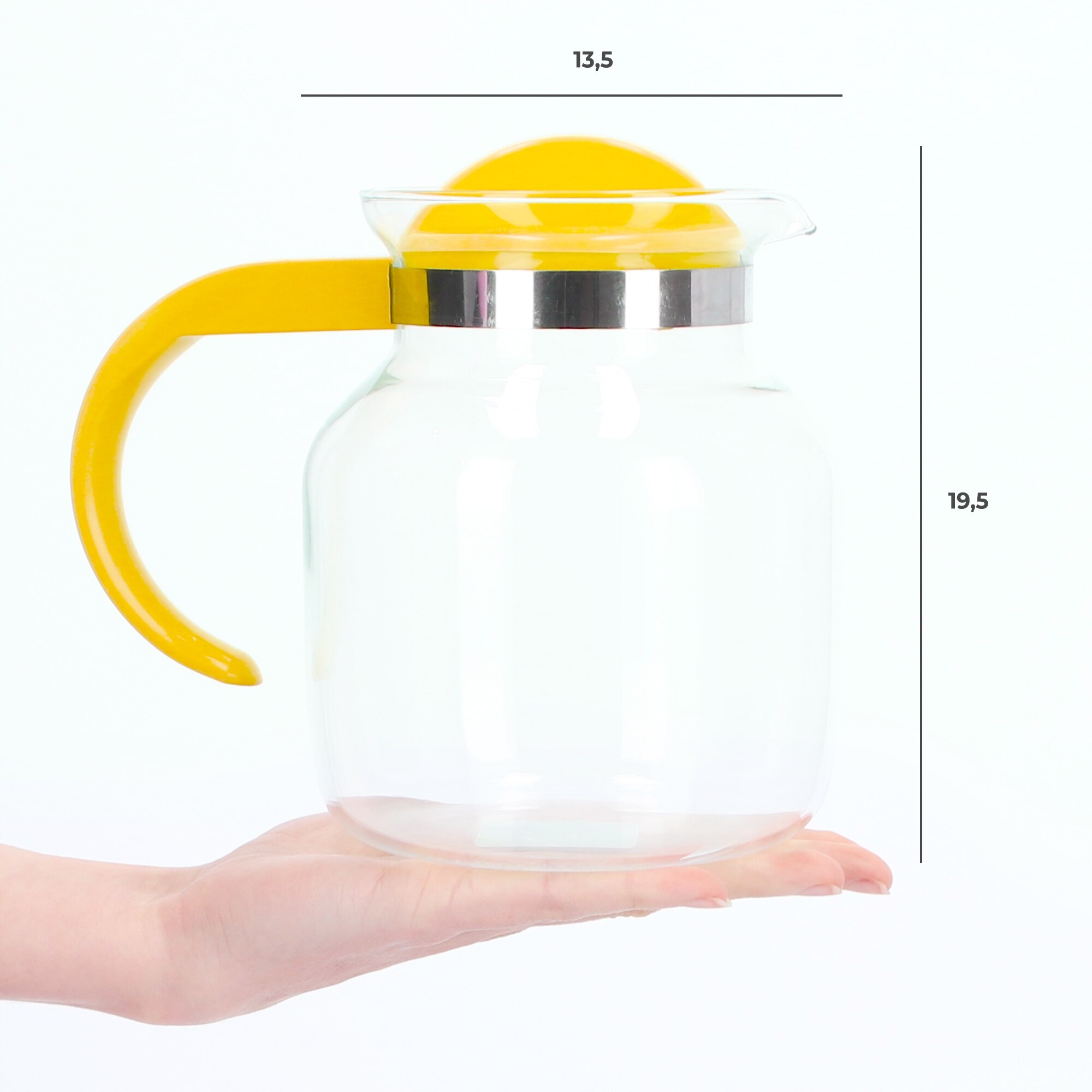 Carafa pentru ceai/cafea, KADAX, Plastic/Sticla, 1.5L, Galben - eMAG.ro