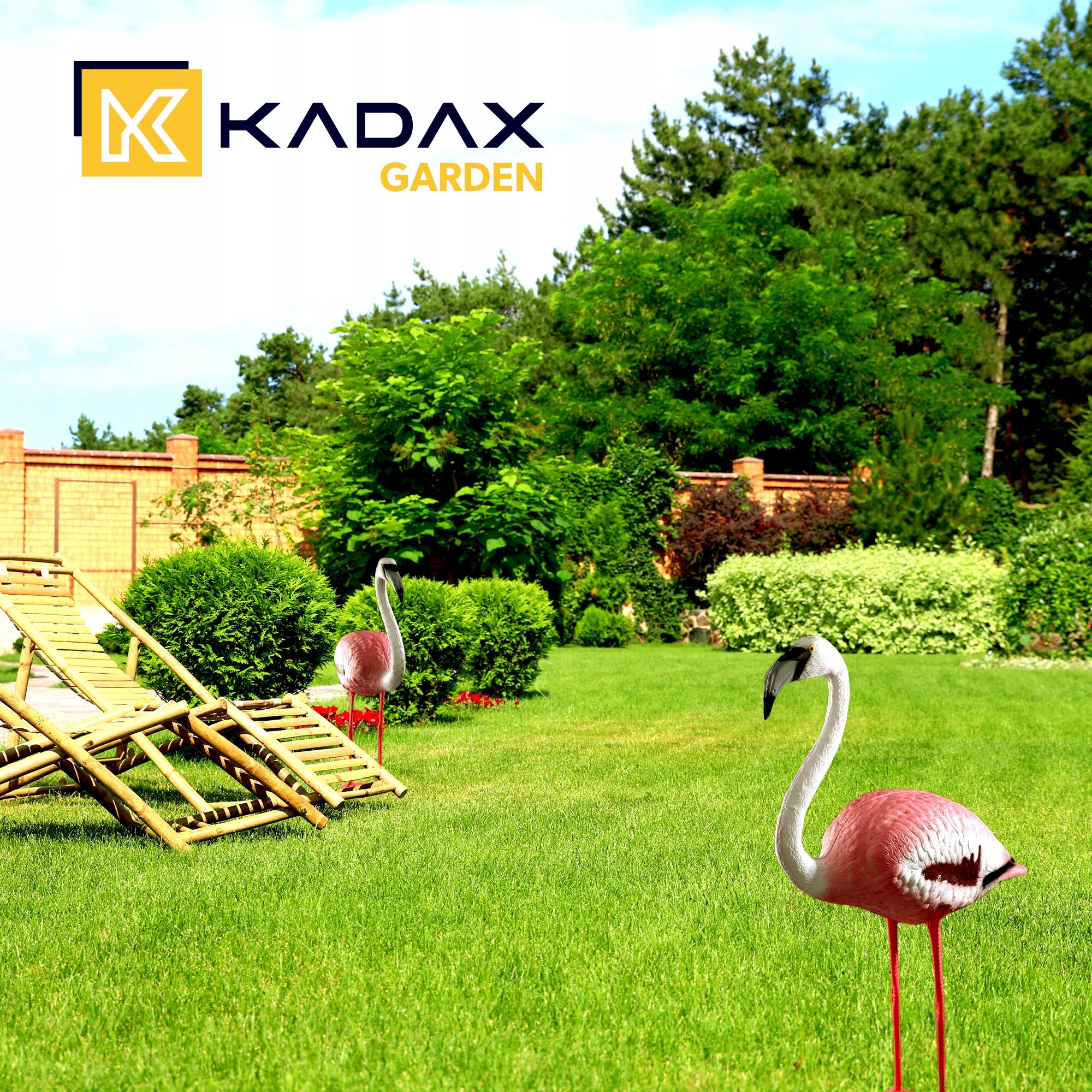 Figurina gradina flamingo, KADAX, Plastic, 80cm, Alb/Roz - eMAG.ro