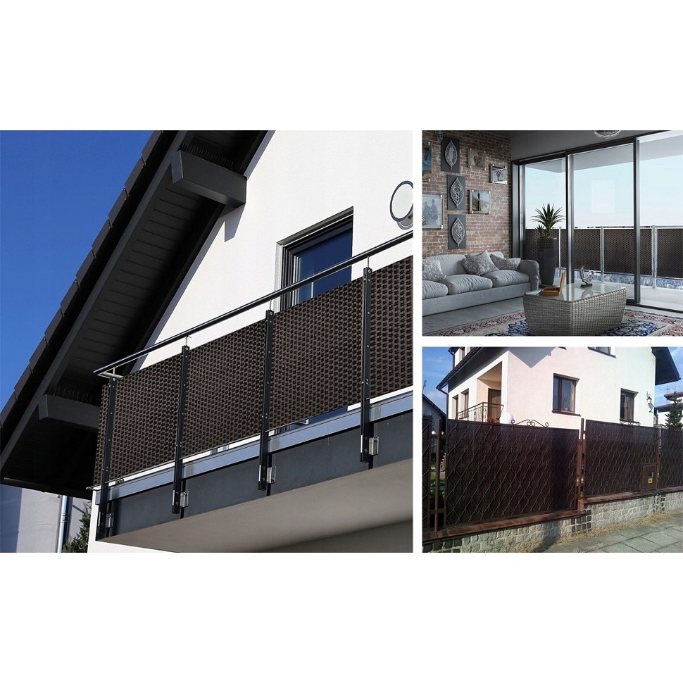 Paravan pentru balcon Kadax, 1x1m, Technorattan, Maro Inchis - eMAG.ro