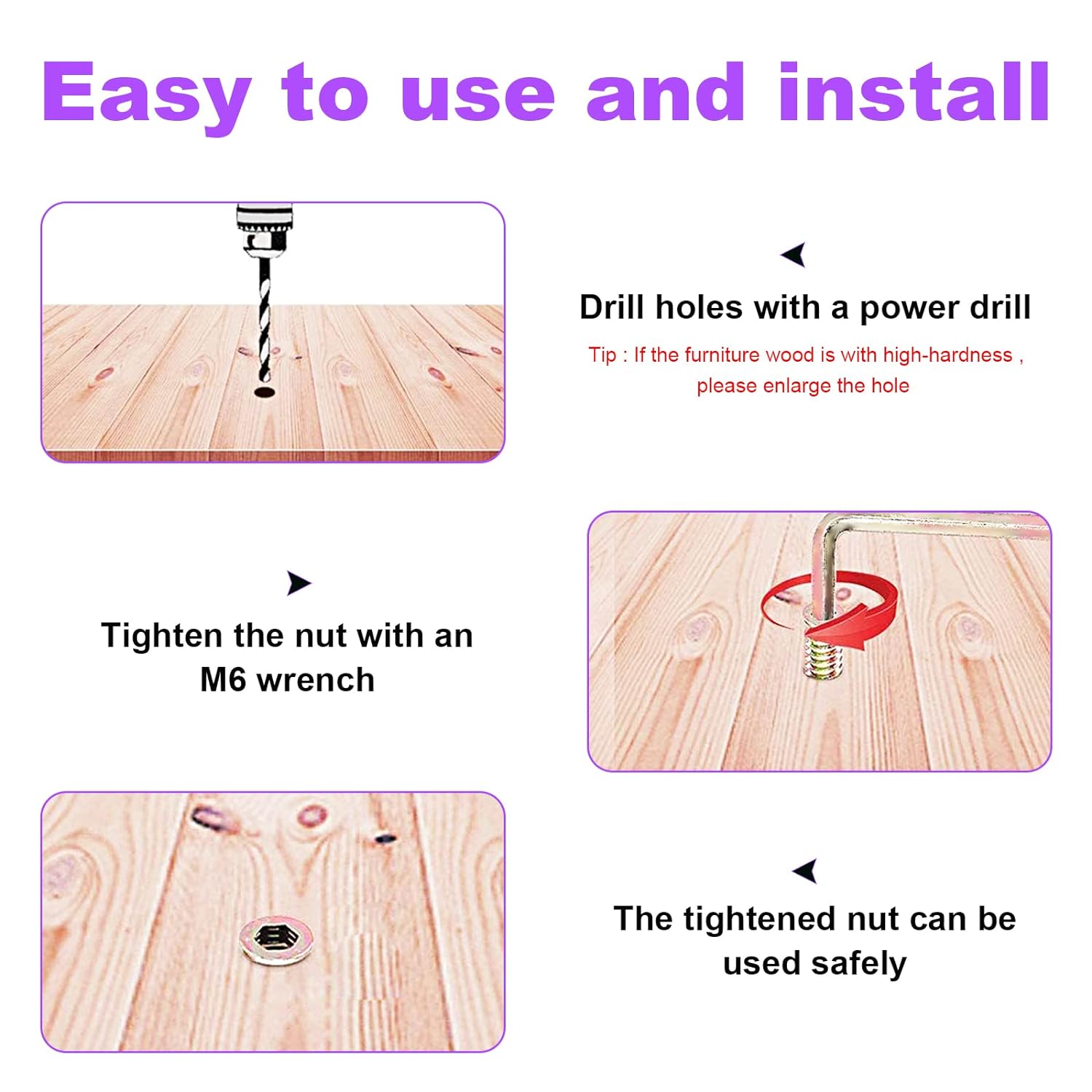 Set 100 piulite/cheie, KkvoGmle, Pentru lemn, 2 Dimensiuni, Auriu - eMAG.ro
