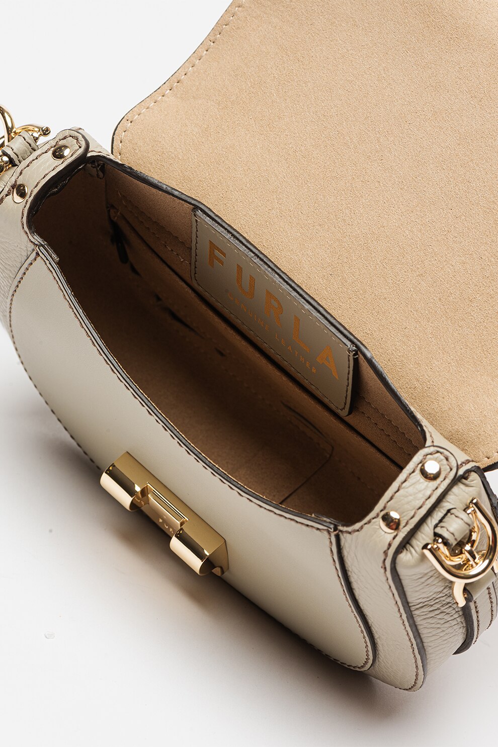 Furla, Geanta crossbody de piele cu inchidere cu clapa Club 2, Gri ...
