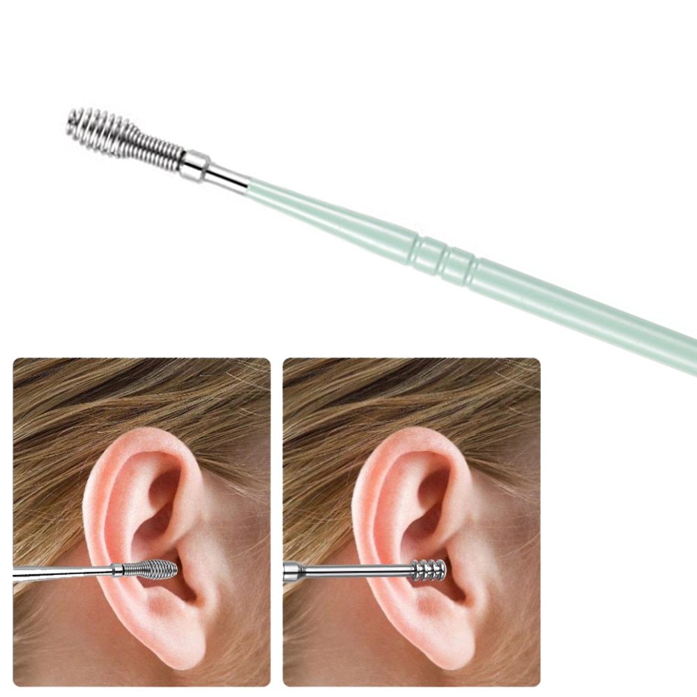 Kit instrumente de curatat ceara din urechii, Inox, Verde - eMAG.ro