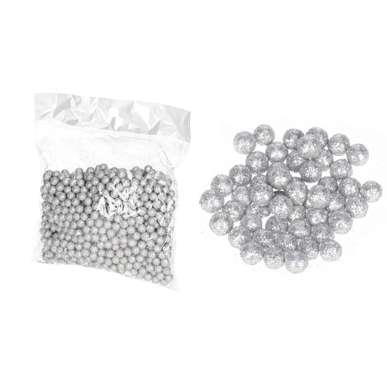 Set bile decorative, Polistiren, 0.7 mm, 30 g, Argintiu - eMAG.ro