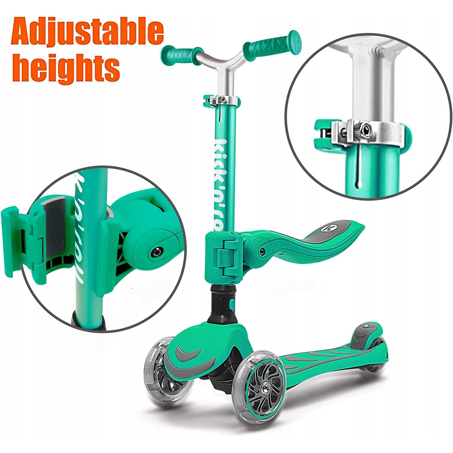 Trotineta pliabila cu scaun pentru copii, Kick'n'Roll, Max 50 kg, Verde ...