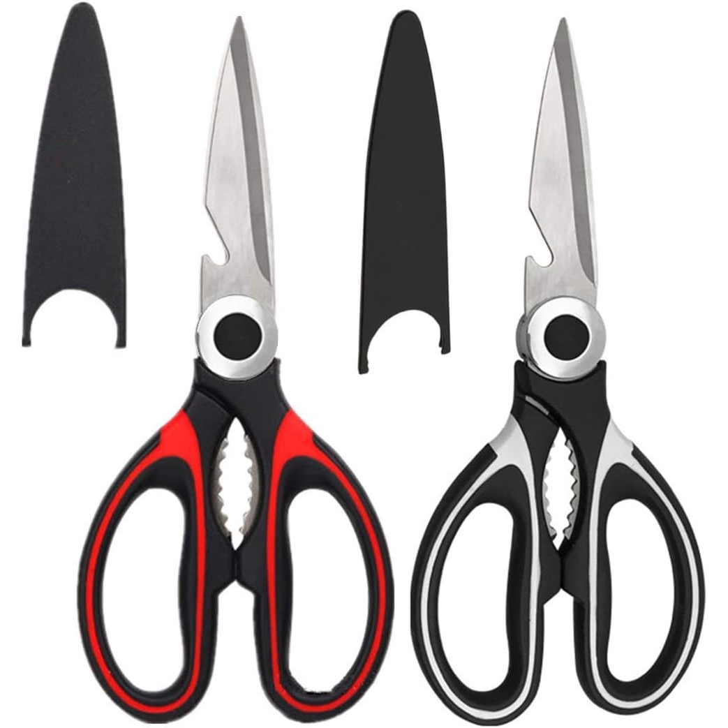 Set 2 foarfece de bucatarie, Inox, 9.2 x 20.5 cm, Negru/Rosu - eMAG.ro