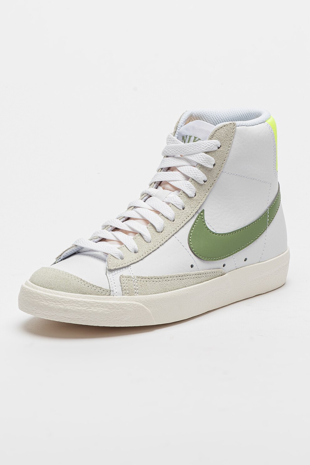 Nike, Кожени спортни обувки Blazer Mid '77, Зелен, Бял, 7 - eMAG.bg