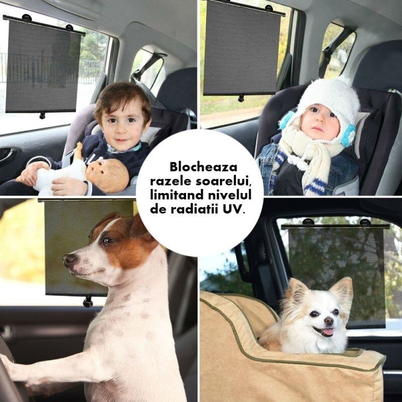 Set 2 parasolare auto retractabile, PROCART, 40 x 45 cm, negru - eMAG.ro