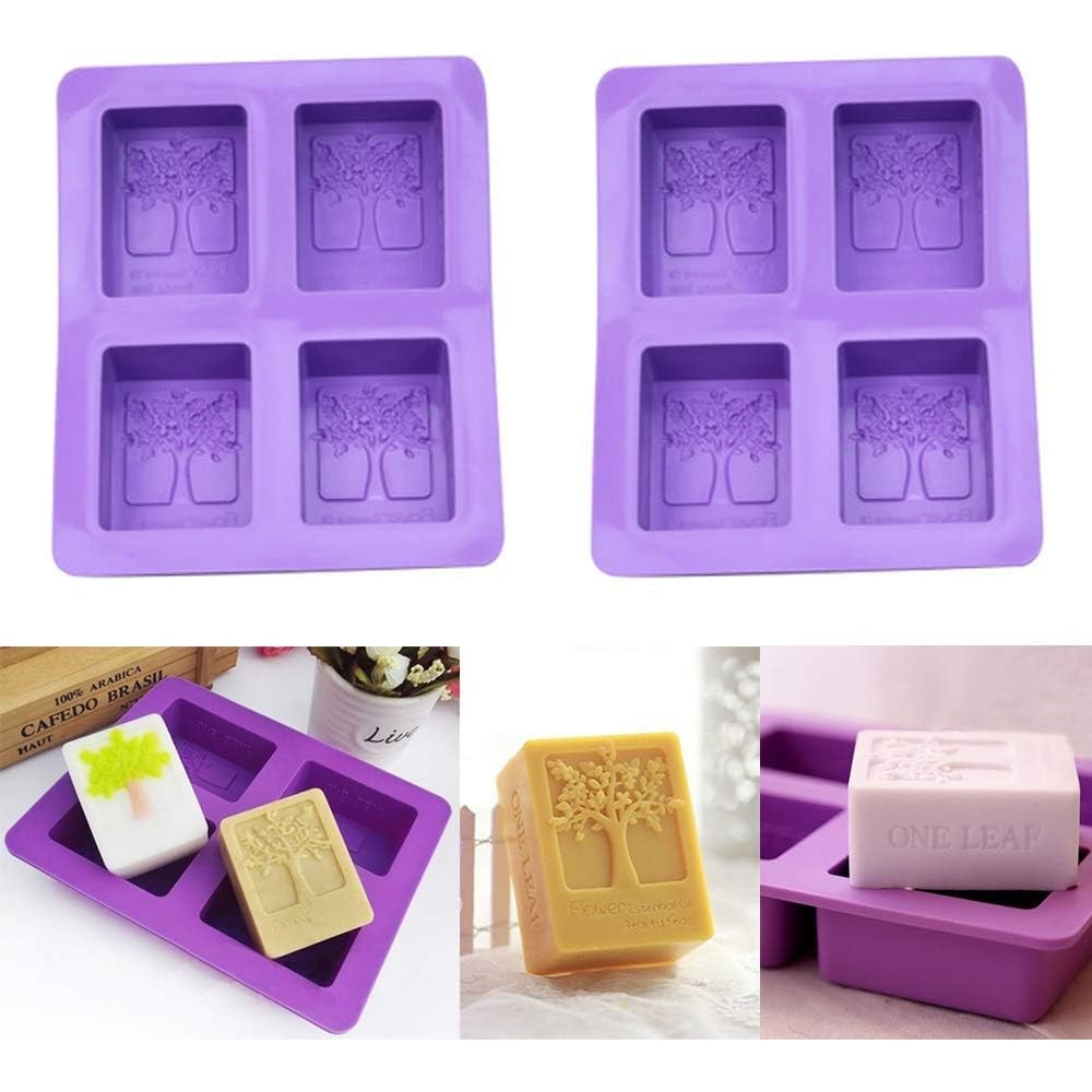 Set 2 forme silicon QttvbTna, model arbore, 4 cavitati, 20x16.5x3cm ...