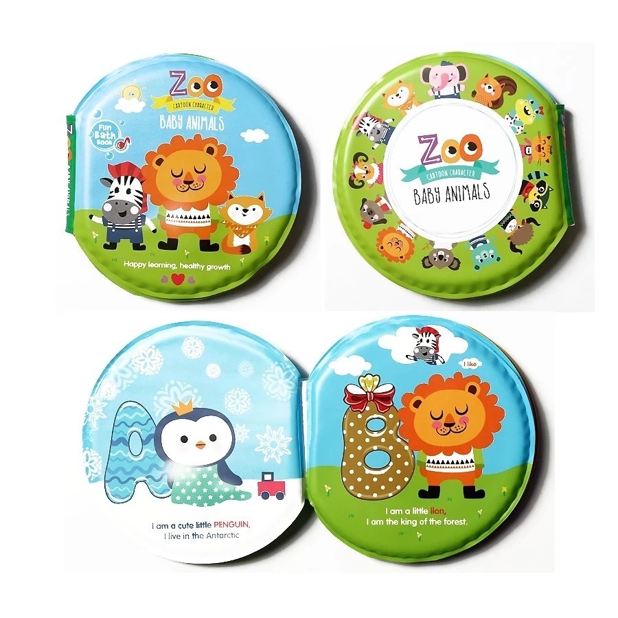 Set 2 carticele bebelusi pentru baie, moi si cu sunete, Zoo - eMAG.ro