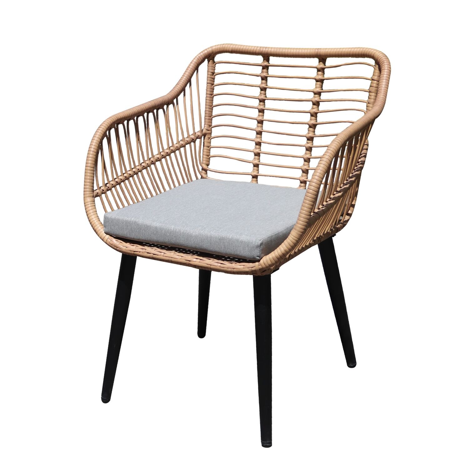 Set o masuta + 2 scaune de gradina, Garden Select, Ratan, Maro/Negru ...