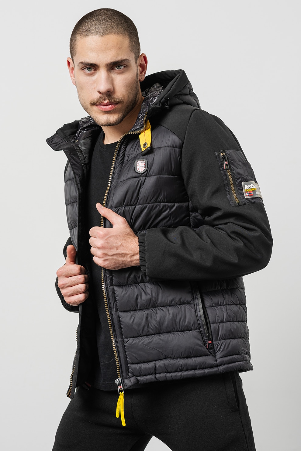 Geo Norway, Geaca cu vatelina si gluga Abator, Negru, 3XL - eMAG.ro